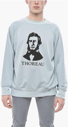 Mountain Research Crewneck Sweatshirt THOREAU in Solid Color With Front Print size S
