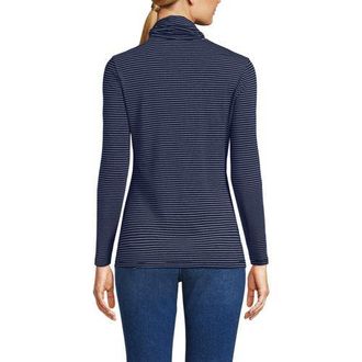 Lands End Rollkragenshirt aus Baumwoll/Modalmix, Damen, Gr&ouml;&szlig;e:32-34 regular, Blau, Baumwolle/Elasthan/Baumwolle Modal, by Lands End