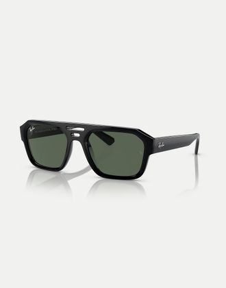Ray-Ban Corrigan - Lunettes de soleil irr&eacute;guli&egrave;res &agrave; verres verts - Noir