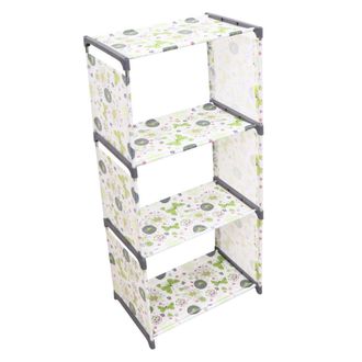 Angoily 4 Stöckiges Stoffregal mit Lotusblumenmuster Multifunktionales Aufbewahrungsregal für Bücher Schuhe und Pflanzen Offenes Design Mittelgroß