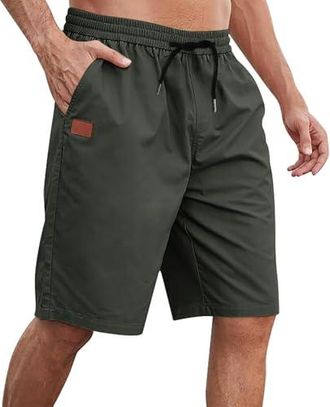 Generic Short de randonn&eacute;e pour homme - Short de course avec poche - Short de sport pour homme - S - Short cargo en coton extensible - Pantalon de travail fus