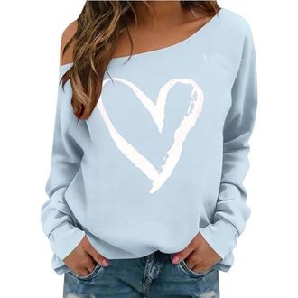 Generic 2026 Sweat Femme Saint-Valentin Manches Longues Pull-Over Col Rond Couleur Unie Haut Top Streetwear Oversize Vetement pour Printemps Automne Hiver Jac