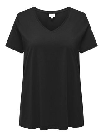 Only Carmakoma Damen CARBONNIE Life S/S V A-Shape Tee NOOS T-Shirt, Black, 54 EU
