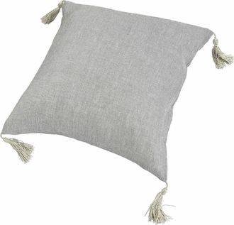 Loberon Kissenhülle Loubna, Dekorative Quasten, Meliertes Farbmuster, Zeitloser Look, Kissenbezug, Wohntextilien, Wohn-Accessoire, Leinen, Baumwolle, beige/sc