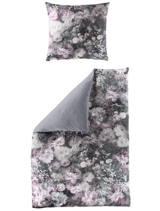 BIERBAUM Bettw&auml;sche 5176, Mako-Satin, grau, Made in Germany (155 x 220 cm)