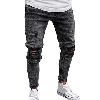 Generic Jean Homme Jeans Homme Week-End/Voyage Jean Skinny Stretch Jambe Fusel&eacute;e - Tie-Dye D&eacute;chir&eacute;, Id&eacute;al Randonn&eacute;e, Ext&eacute;rieur Ou Usage Quotidien Confortable
