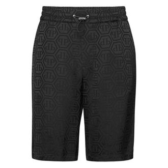 Philipp Plein Silk Cool Kid Fit Shorts Monogram - - Shorts - Herren - Schwarzk - 4XL