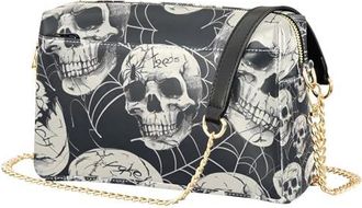 Mnsruu Sacs à bandoulière pour femme, crânes humains, toile daraignée, sacs à main en cuir