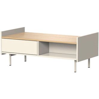 Vicco Couchtisch Velina, Creme, 100 x 50 cm mit 2 Schubladen, Vicco