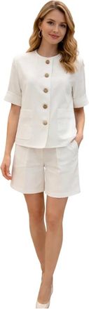 Maliparmi Maliparmi, Femme, Blouses et Chemises, Blanc, Taille: 36 FR Giacca in cotone spallina a manica corta tasche a vista
