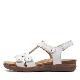 Clarks Femme April Cove Sandale Plate, Cuir Blanc, 43 EU