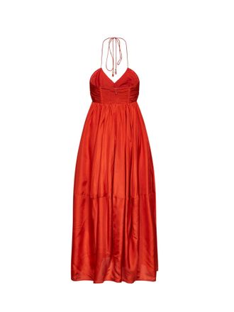 Zimmermann Womens Maxi Dress Mahon Tangerine Silk Orange