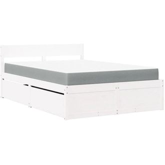 vidaXL Bett mit Schubladen und Matratze Wei&szlig; 120x200 cm Massivholz Vidaxl