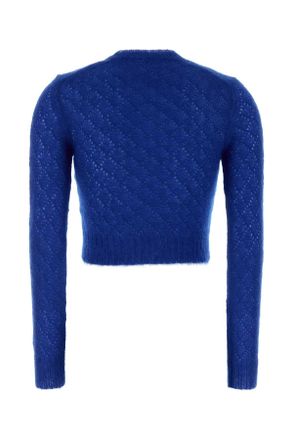 Jil Sander Womens Blue Mohair Blend Sweater 435 Exterior: Silk Maglieria