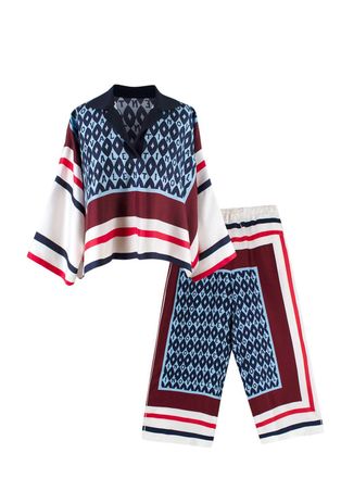 Valentino Garavani Valentino Cream Silk Shirt And Trouser Set Size XXS