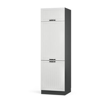 Vicco K&uuml;hlumbauschrank Fame-Line, Hochschrank f&uuml;r die K&uuml;che, Wei&szlig; Landhaus/Anthrazit, 60 cm