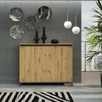 Dmora Kommode Bloemfontein, Wohnzimmerbuffet, Wohnzimmer-Sideboard, Moderne K&uuml;chen-Speisekammer, Made in Italy, 138x110h40 cm, Gl&auml;nzendes Wei&szlig; und Anthrazit