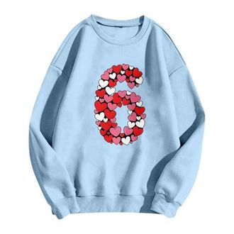 Generic Sweat-shirt &agrave; col rond pour femme Pull Saint-Valentin Pull Hommes et femmes Amour Impression Sweatshirt Couple Manches longues Blouse Hauts Saint Vale