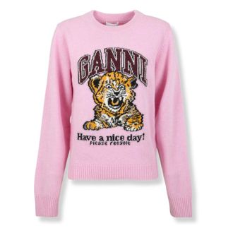 Ganni Femme, Pulls, Rose, Taille: 36 FR Graphic Wool Jumper