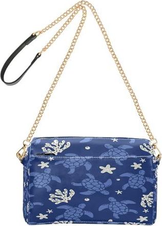 HMZXZ Sac à bandoulière tortue de mer pour femme, sac à main en cuir, petit sac à main à bandoulière, étoile bleue