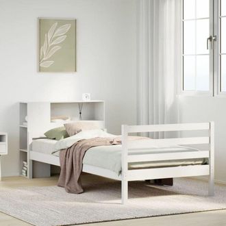 vidaXL Lit bibliothèque sans matelas blanc 100x200 cm bois pin massif Vidaxl
