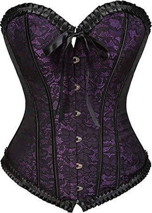 Grebrafan Bustiers et Corsets Femme Steampunk (EU(40-42) 2XL, Violet)