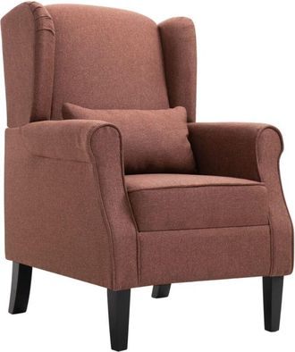 vidaXL Fauteuil avec une structure en bois et un tissu brun couvert avec un design &eacute;l&eacute;gant