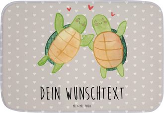 Mr. & Mrs. Panda Personalisierte Badematte Schildkröten Paar - Geschenke, Badtextilien, Geschenk für Freundin, Badvorleger Mit Initialen, Bad Teppich, Jahrestag, Hochz