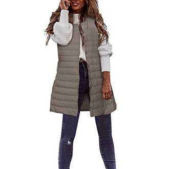 Generic Vestes dhiver longues pour femmes 2026 manteau fin et l&eacute;ger en duvet d&eacute;contract&eacute; mince et matelass&eacute; veste dext&eacute;rieur avec poches, kaki, XS