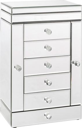 Xora Schmuckschrank, Silber, Glas, 6 Schubladen, 26x41x18 cm, Ordnen & Aufbewahren, Schmuckaufbewahrung