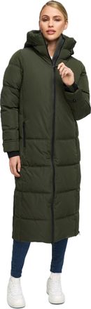 Marikoo Damen Wintermantel (XS-6XL) - gesteppt, mit Kapuze, verstellbare &Auml;rmelb&uuml;ndchen, taillierter Schnitt - N074 - DarkOlive Gr&ouml;&szlig;e XS - Gr.XS