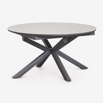 Sklum Begur ausziehbarer Gartentisch 145-200x145 cm aus Aluminium Grau Graphit