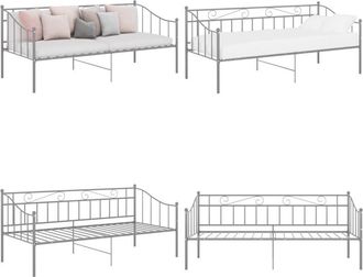 vidaXL Schlafsofa Bettgestell Grau Metall 90x200 cm - Schlafsofa - Bettgestell - Daybed - G&auml;stebett - Platzsparend - Home & Living