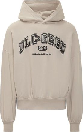 Dolce & Gabbana Homme, Sweatshirts et sweats &agrave; capuche, Beige, Taille: S Sweat &agrave; capuche en jersey avec imprim&eacute;