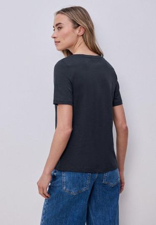 Street One T-Shirt mit abgerundetem V-Ausschnitt