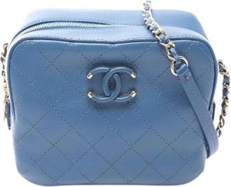 Chanel Pre-owned Sac bandouli&egrave;re matelass&eacute; en cuir petit format - Femme - Pre-owned - Bleu - Taille: ONE Size