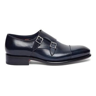 Santoni Homme, Chaussures, Bleu, Taille: 45 1/2 EU Double Monk Strap Shoe