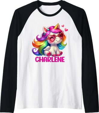 BDAZ Charlene Personalisierter Name Buntes Einhorn Frauen M&auml;dchen Raglan