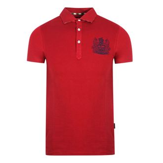 Aquascutum Aldis Crest Brust Logo Rotes Poloshirt