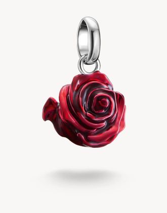 Thomas Sabo pendentif charm fleur de rose rouge Connect argent&eacute; en rouge, argent