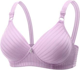 Generic Soutien-gorge de sport fin sans armatures en coton respirant doux pour la peau, Violet clair, XXL
