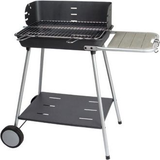 Somagic Somagic - Barbecue à charbon de bois avec tablette en bois Noir 93.5x54.5x89 cm