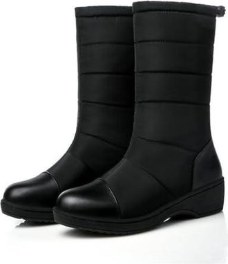 Generic Bottes de neige mi-mollet pour femme - Imperm&eacute;ables - Doublure en fausse fourrure - Semelle &eacute;lastique - Pour temps froid, Noir, 39.5 EU