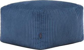 Icon Brand Amara Tabouret Velours Côtelé, Pouf Repose Pieds avec Remplissage, Tabouret Pouf, Meuble Salon, Decoration Chambre, Bleu Jeans