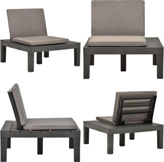 vidaXL Vidaxl - Garten-Lounge-Stuhl mit Sitzpolster Kunststoff Anthrazit - Loungeset - Gartenstuhl - Outdoorm&ouml;bel - Gartensessel - Kunststoffeinrichtung