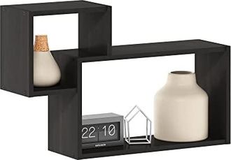 Furinno Rossi Interweave Wandhalterung, schwebend, dekoratives Regal, 2 Stück, Espresso