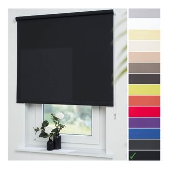 Liedeco Rollo, Fenster Rollo, Kettenzug-Rollo / 082 x 180 cm (Breite x Höhe), Schwarz/lichtdurchlässig, Blickdicht/viele Farben, Größen und Typen/Breiten 60-2