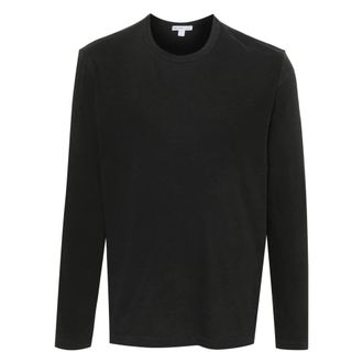 James Perse Pima Cotton Long Sleeve Crew T-Shirt - - Tops - Herren - Grau - S