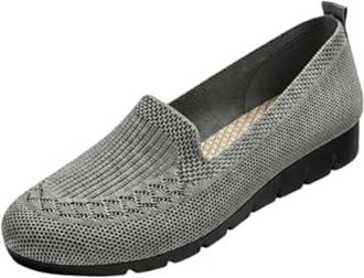Generic Chaussures orthop&eacute;diques en tricot pour femme - Chaussures de marche confortables &agrave; enfiler avec semelle antid&eacute;rapante et tige en tricot respirant, gr
