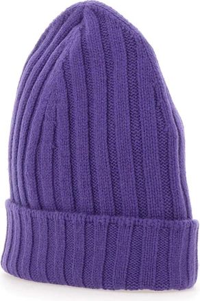 Gran Sasso Homme, Accessoires, Violet, Taille: 50 CM Ribbed Cashmere Beanie